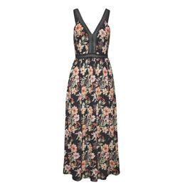 Buffalo Damen Maxikleid "mit Blumenmuster und Spitzeneins&auml;tzen", schwarz, Gr. 38, bedruckt, gebl&uuml;mt, Cr&ecirc;pe, Obermaterial: 100% Viskose, Kleider,