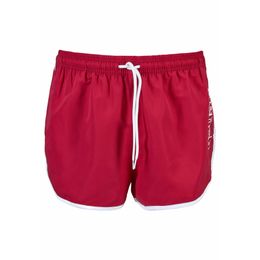 Bench. Herren Badeshorts "Bradley", rot, Gr. S, kontrastfarbene Details, Polyester, Badehosen, mit coolem Logodruck