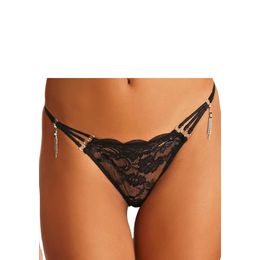 Lascana Damen String, Gr. 36, schwarz, Microtouch, Obermaterial: 88% Polyamid, 12% Elasthan, Unterhosen, mit extravaganten Glitzeraccessoires