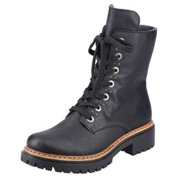 Rieker Damen Schn&uuml;rstiefelette, Gr. 40, schwarz, Lederimitat, Schuhe, mit kr&auml;ftiger Profilsohle