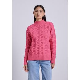 Damen Strickpullover, rosa, Gr. 42, STREET ONE STUDIO, unifarben, Web, 35% Baumwolle, 32% Polyacryl, 28% Polyester, 5% Elasthan, Pullover, mit
