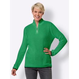 Classic Basics Damen Strickpullover "Langarm-Pullover", gr&uuml;n, Gr. 52, gemustert, mehrfarbig, 100% Polyacryl, Pullover