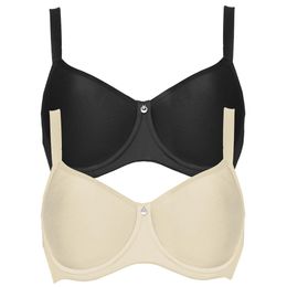 SuSa Damen T-Shirt-BH "2er Pack Spacer BH mit B&uuml;gel Catania", Gr. 95champagner schwarz, Obermaterial: 50% Polyamid PA. 30% Polyester PES. 20%
