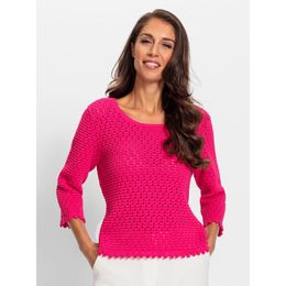 Heine Damen Ajourpullover "Pullover", pink, Gr. 34, unifarben, 100% Baumwolle, Pullover