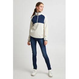 oxmo Damen Troyer "Sweatjacke OXMalita", beige, Gr. XXL, Obermaterial: 100% Polyester PES., Sweatjacken