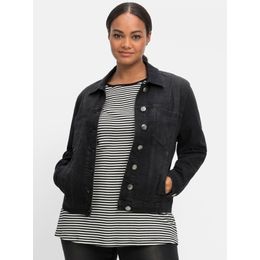 sheego Damen Jeansjacke, schwarz, Gr. 46, unifarben, 98% Baumwolle, 2% Elasthan, Jacken