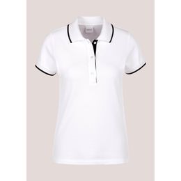 Madeleine Mode MADELEINE Damen Kurzarmshirt "Poloshirt Klassisches Poloshirt", blau, Gr. 46, Obermaterial: 97% Baumwolle CO. 3% Elasthan EL., Shirts