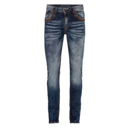 Cipo & Baxx CIPO & BAXX Herren Slim-fit-Jeans "Jeans", blau, Gr. 36, unifarben, 98% Baumwolle, 2% Elasthan, Jeans, mit bestickten Ges&auml;&szlig;taschen, CD-483