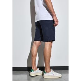 Street One MEN Herren Shorts, blau, Gr. 33, unifarben, Stoff, 100% Leinen, Hosen, mit seitlichen Einschubtaschen
