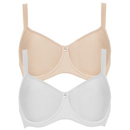 SuSa Damen T-Shirt-BH "2er Pack Spacer BH mit B&uuml;gel Catania", Gr. 95, wei&szlig;, Obermaterial: 50% Polyamid PA. 30% Polyester PES. 20% Elasthan EL., BHs