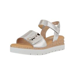 Gabor COMFORT Damen Keilsandalette "Gabor Comfort Sandalen Leder", Gr. 37,5, silber, Leder, Schuhe