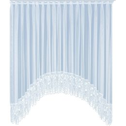Gardine WIRTH, B:750cm H:125cm, wei&szlig;, Sabl&eacute;, Polyester, Wohnzimmer, Gardinen, "Elena", veredelt mit echter Plauener Spitze Stickerei, Bogen