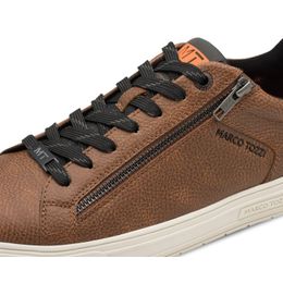 Marco Tozzi Herren Sneaker, Gr. 41, braun, Lederimitat, unifarben mit Farbeinsatz, Schuhe, Freizeitschuh, Halbschuh, Schn&uuml;rschuh mit seitlicher