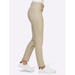 Heine Damen Stretch-Hose, beige, Gr. 44, unifarben, 48% Baumwolle, 45% Polyester, 7% Elasthan, Miedereinsatz:15% Elasthan, 85% Polyamid, Hosen