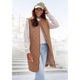 Damen Longweste, braun, Gr. XS, French Connection, unifarben, Obermaterial: 100% Polyester, Westen, mit weit geschnittene Schultern