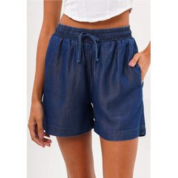 FRESHLIONS Damen Shorts "Juno", blau, Gr. S, unifarben, 100% Lyocell, Hosen, mit elastischem Bund und Kordelzug