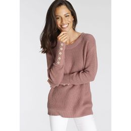 Laura Scott Damen Strickpullover, rosa, Gr. 42, meliert, unifarben, Grobstrick, Obermaterial: 60% Polyacryl, 40% Baumwolle, Pullover,