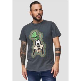 Recovered Herren T-Shirt "Disney Goofy Outline", schwarz, Gr. M, bedruckt, 100% Baumwolle, Shirts, im zeitlosen Design