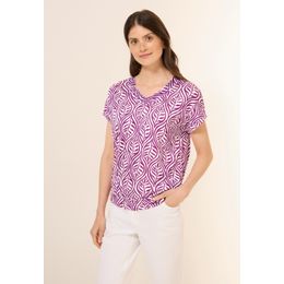 Cecil Damen V-Shirt, rosa, Gr. XXL, gemustert, Web, 50% Baumwolle, 50% Modal, Shirts, im soften Baumwoll-Mix