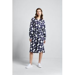 Bugatti Damen Blusenkleid, blau, Gr. 42, 100% Baumwolle, Kleider, mit grafischen Prints