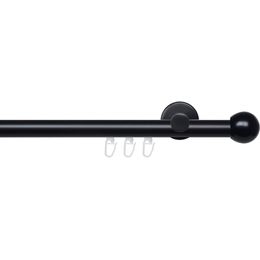 Gardinenstange Liedeco, L:160cm &Oslash;:2mm, schwarz, Eisen, Gardinenstangen, "Innenlaufgarnitur 20 mm Blues Kugel", Gardinenstange Komplett