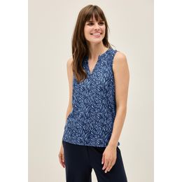 Cecil Damen Shirttop, blau, Gr. XXL, gemustert, Web, 50% Baumwolle, 50% Modal, Tops, mit grafischem Muster