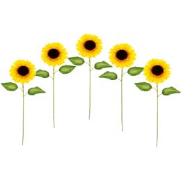 Kunstblume I.GE.A. "Sonnenblume", gelb, B:12cm H:77cm L:10cm, Obermaterial: 90% Polyester, 10% Kunststoff, Kunstpflanzen, Einzelblume, Stielblume, 5er Set