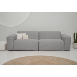 3-Sitzer OTTO HOME "Koa, 228 cm, Modulsofa in Cord, Chenille, Struktur, Webstoff", grau (cloud grau), B:228cm H:88cm T:98cm, 100% Polyester, Sofas, Designsofa, weicher Lounge-Sitzkomfort, Welleunterfederung, bodentief