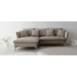 Ecksofa OTTO HOME "MERLE, 258 cm, L-Form, traumhafter Cord", braun (hellbraun), B:258cm H:91cm, 100% Polyester;Federung Ottomane : 12 x Feder Type B 1650mm;Ferderung 2 Sitzer: 10 x Feder Type B 650 mm;PU-Schaum und Nosag-Federung;Sitz und Funktion: Schaum T30/40 8 cm, Sofas, Ecksofa, mit Bettfunktion und Bettkasten, Liegefl&auml;che 224 x 139