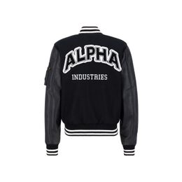 Herren Collegejacke "PU College Jacket Light", schwarz, Gr. M, Alpha Industries, Obermaterial: 100% Polyester, &Auml;rmel Obermaterial: 100% Polyurethan,