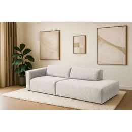 2-Sitzer Home Affaire "Noord mit Kedernaht, Breite 227 cm", beige (cream), B:227cm H:71cm T:96cm, 100% Polyester, Sofas, Cord, Struktur, Webstoff, mit Wellenunterfederung, Massivholzrahmen