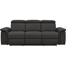 3-Sitzer Home Affaire "Pareli 229cm, manuelle u. elektr. Relaxfunktion in 2 Sitzen", braun, B:229cm H:98cm T:142cm, Sofas, USB, KT-Verstellung, LED Beleuchtung, in Echtleder, Kunstleder, Web