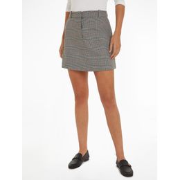 Tommy Hilfiger Damen Bleistiftrock "POW CHECK SHORT SKIRT", grau, Gr. 40, kariert, Web, Obermaterial: 63% Polyester, 34% Viskose, 3% Elasthan, Röcke,