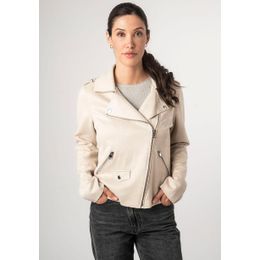 Mauritius Damen Lederimitatjacke "2Wtomiwa", beige, Gr. S, unifarben, Obermaterial: 92% Polyester, 8% Elasthan, Jacken, mit Schulterklappen, mit