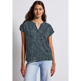 Street One Damen Shirtbluse, blau, Gr. 38, animal-print, Stoff, 100% Viskose, Blusen, aus softer Viskose