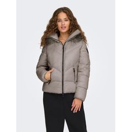Only Damen Steppjacke "ONLFEVER SHORT PUFFER LIFE CC OTW", grau, Gr. L, unifarben, Web, Obermaterial: 100% Polyamid, Jacken