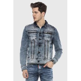 Cipo & Baxx CIPO & BAXX Damen Jeansjacke "JEANS JACKET", blau, Gr. S, unifarben, 94% Baumwolle;4% Polyester;2% Elasthan, Jacken, im washed Look