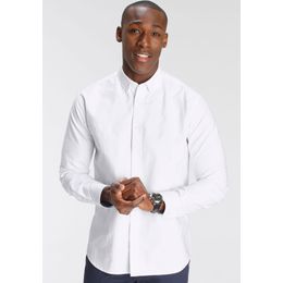 DELMAO Herren Langarmhemd, wei&szlig;, Basic, Gr. XXL, unifarben, Web, Obermaterial: 100% Baumwolle, Hemden, in Oxford Qualit&auml;t