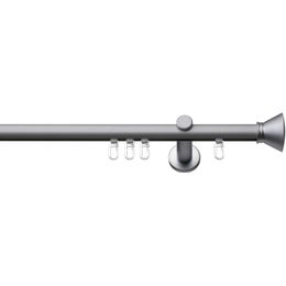 Gardinenstange Indeko, L:200cm &Oslash;:16mm, silber, Aluminium, Gardinenstangen, "Ibiza", Innenlauf Komplett-Set inkl. Gleitern und Montagematerial