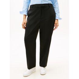 Damen Anzughose "CRV TIMELESS WOOL SLIM STRT PANT", schwarz, Gr. 50, Tommy Hilfiger Curve, unifarben, Web, Obermaterial: 54% Polyester, 44% Wolle, 2%