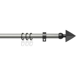 Gardinenstange Liedeco, L:120cm &Oslash;:20mm, grau, Metall, Gardinenstangen, "Lan Spear", 1-l&auml;ufig im Fixma&szlig; &Oslash; 20 mm