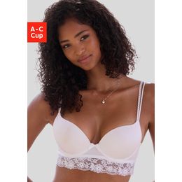 Vivance Damen Push-up-BH "Anisa", Gr. 85, wei&szlig;, Microtouch, Obermaterial: 60% Polyamid, 35% Polyester, 5% Elasthan, BHs, mit B&uuml;gel und Spitze entlang