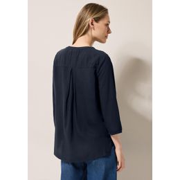 Cecil Damen Klassische Bluse, blau, Gr. S, unifarben, Stoff, 100% Viskose, Blusen, mit 3/4 &Auml;rmeln
