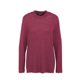 GOLDNER Damen Longpullover "Angenehm weiches Shirt mit Glitzersteinen"himbeere, melange, Gr. 40, Obermaterial: 75% Viskose CV. 20% Polyester PES. 5%