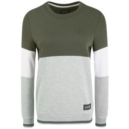 oxmo Damen Rundhalspullover "Sweatpullover OXOmaya", gr&uuml;n, Gr. L, Obermaterial: 80% Polyester PES. 20% Baumwolle CO., Pullover