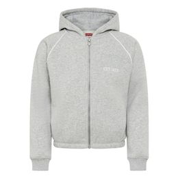 LEVI'S KIDS M&auml;dchen Kapuzensweatjacke, grau, Gr. 4, angeraute Sweatware, Obermaterial: 60% Baumwolle, 40% Polyester, Sweatjacken, Mit Raglan&auml;rmel