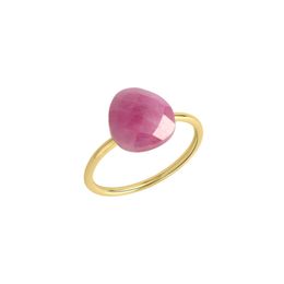 JAMELLI Damen Fingerring "Silber 925 vergoldet mit echtem pinken Safir 10x9mm", 058 (18,5), 4,05, Silber 925 (Sterlingsilber), gelb, Silber 925