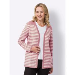 Classic Basics Damen Longstrickjacke, rosa, Gr. 40, gemustert, gestreift, mehrfarbig, 100% Polyacryl, Strickjacken