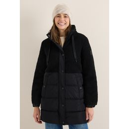 Cecil Damen Fellimitatmantel, schwarz, Gr. XL, unifarben, Stoff, Obermaterial: 100% Polyester; Teddy: 100% Polyester; Futter: 100% Polyester, M&auml;ntel,