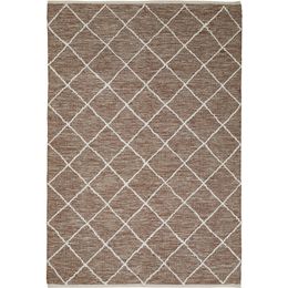 Teppich LUXOR living, B:70cm H:8mm L:140cm, braun, Baumwolle, Wohnzimmer, Teppiche, "Pantin", Handweb, Flachgewebe, reine Baumwolle, handgewebt,